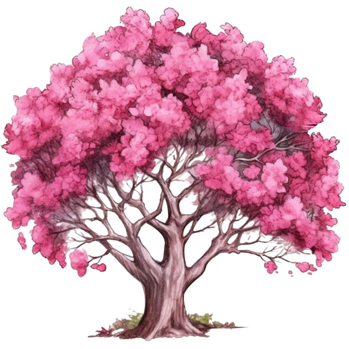 Dark Pink Crape Myrtle Tree Watercolor Clip Art 4 High Quality PNG ...