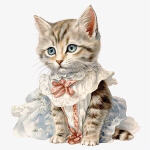 Rococo Kitty Cat Kitten Watercolor Clipart 8 High Quality JPG Digital ...