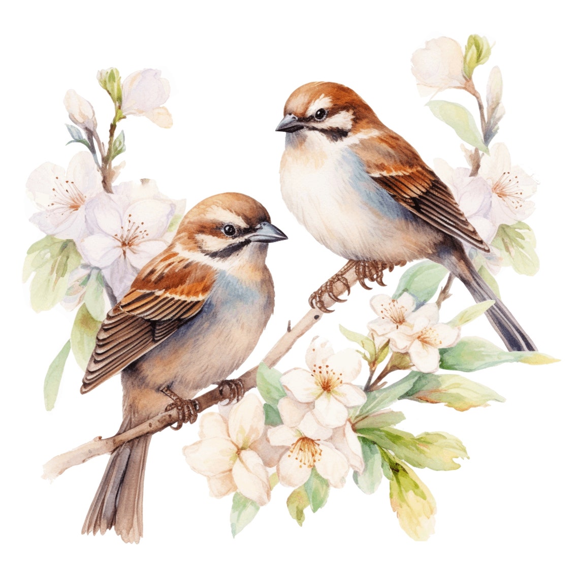 Sparrow Bird Watercolor Clip Art 4 High Quality PNG - Etsy