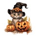 Watercolor Fall Halloween Pumpkin Clip Art 4 PNG Invitations Card ...