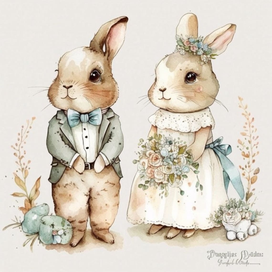 Cute Bunny Rabbit Bride and Groom Wedding Clipart Clip Art 4 PNG ...