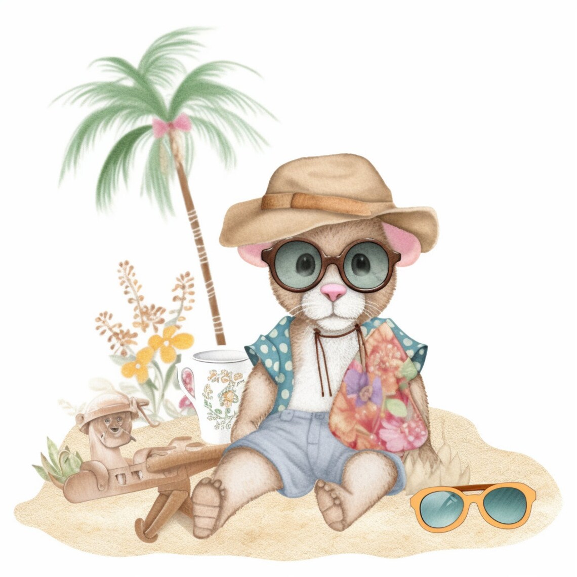 Cute Mouse on the Beach Clipart 8 High Quality JPG, Digital Download ...