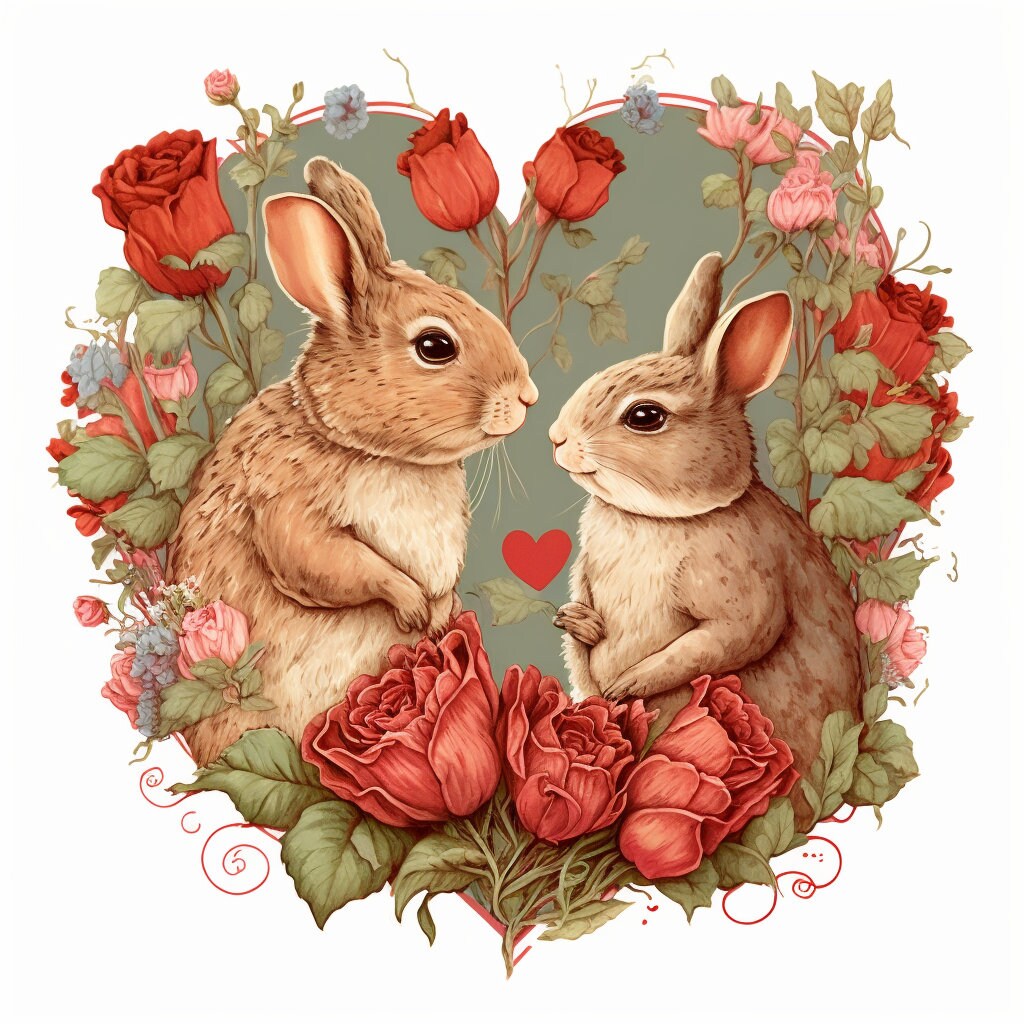 Valentines Day Bunny Rabbit Clip Art Sublimation Graphics 4 JPG Mix ...