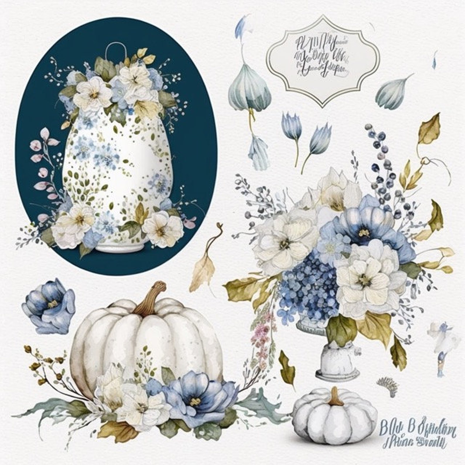 Watercolor Fall Halloween Thanksgiving Pumpkin Clip Art 4 PNG ...