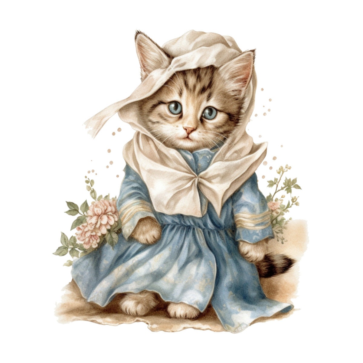 Baroque Kitty Cat Kitten Watercolor Clip Art 4 High Quality PNG Format ...