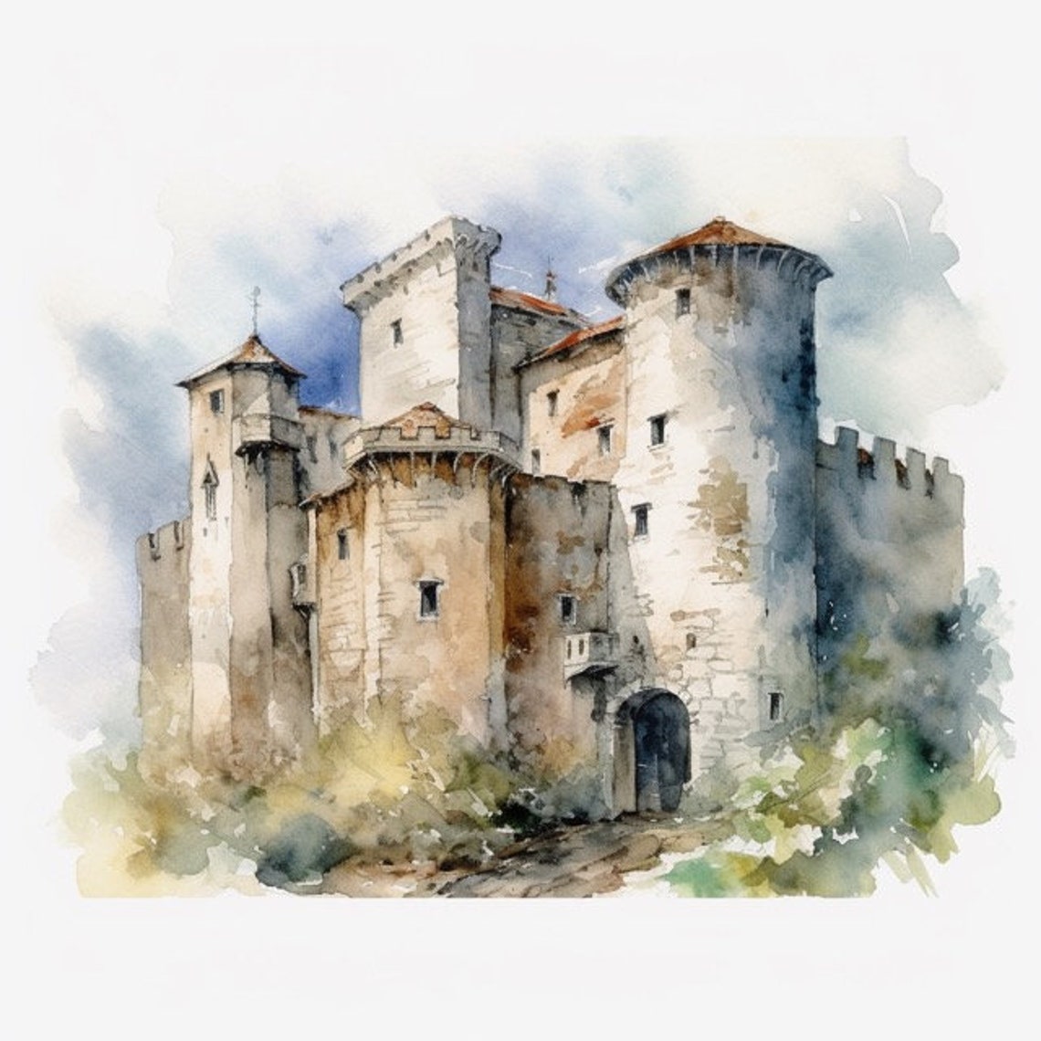 Watercolor Ancient Castles Clipart 8 High Quality JPG - Etsy