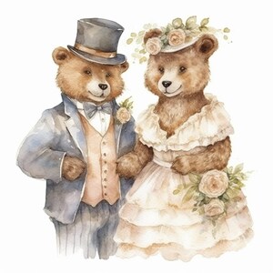 Teddy Bear Wedding Bride and Groom Clipart 8 High Quality JPG Art ...