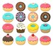 Cupcakes & Donuts Watercolor Clipart 4 High Quality PNG Transparent ...