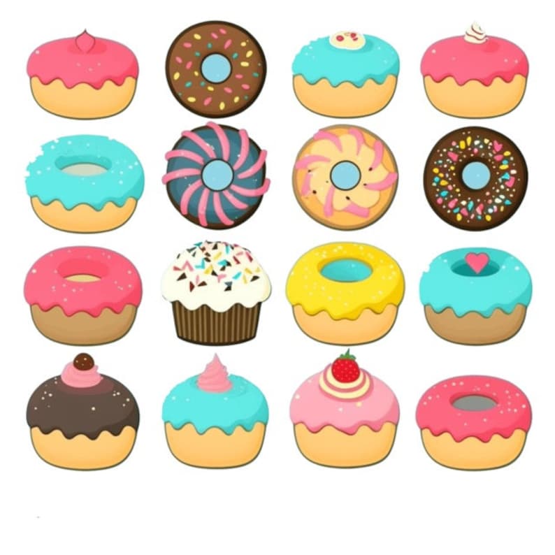 Cupcakes & Donuts Watercolor Clipart 4 High Quality PNG - Etsy