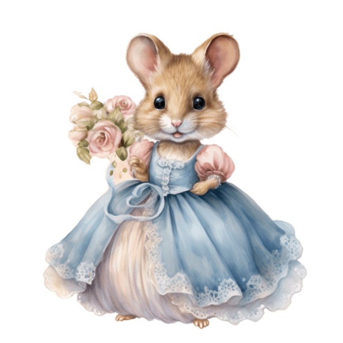 Vintage Mouse Watercolor Clip Art 4 PNG Mix Media Card Making ...