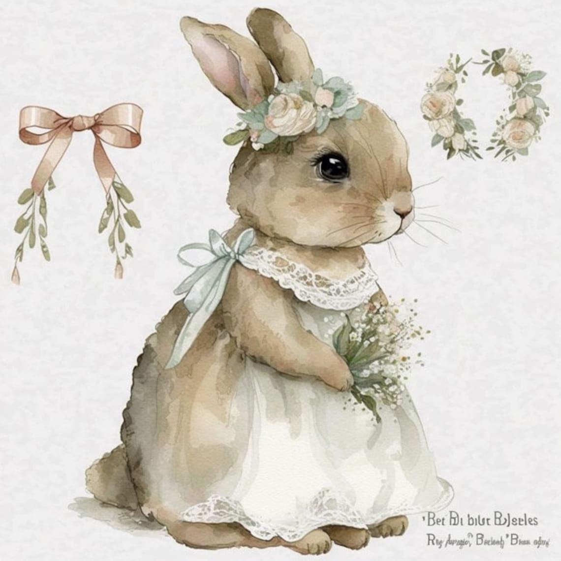 Bunny Rabbit Bride Wedding Clipart 8 High Quality JPG Digital - Etsy