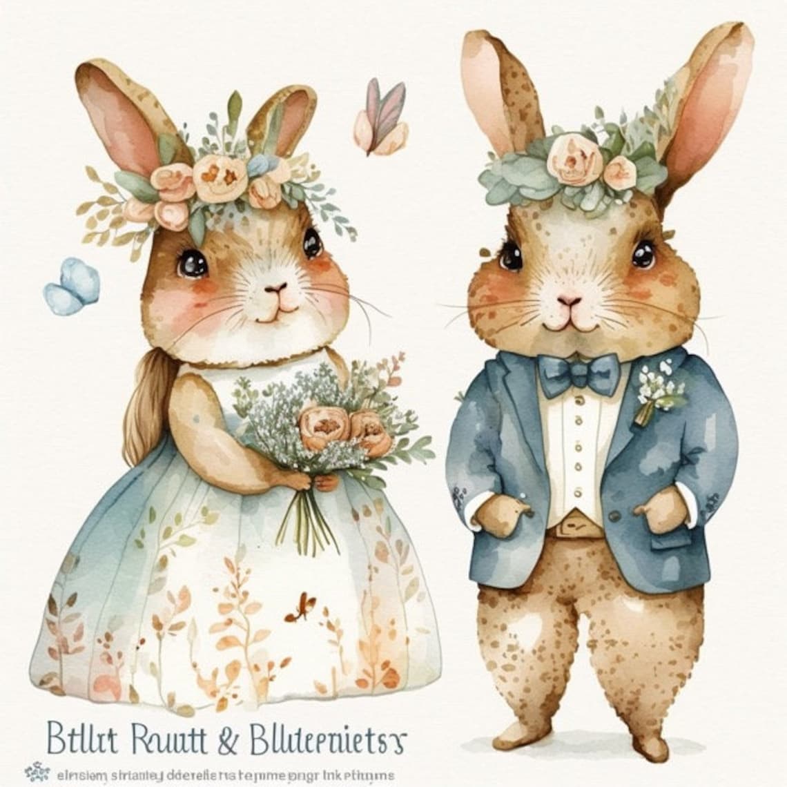 Bunny Rabbit Wedding Bride and Groom Clipart 8 High Quality - Etsy