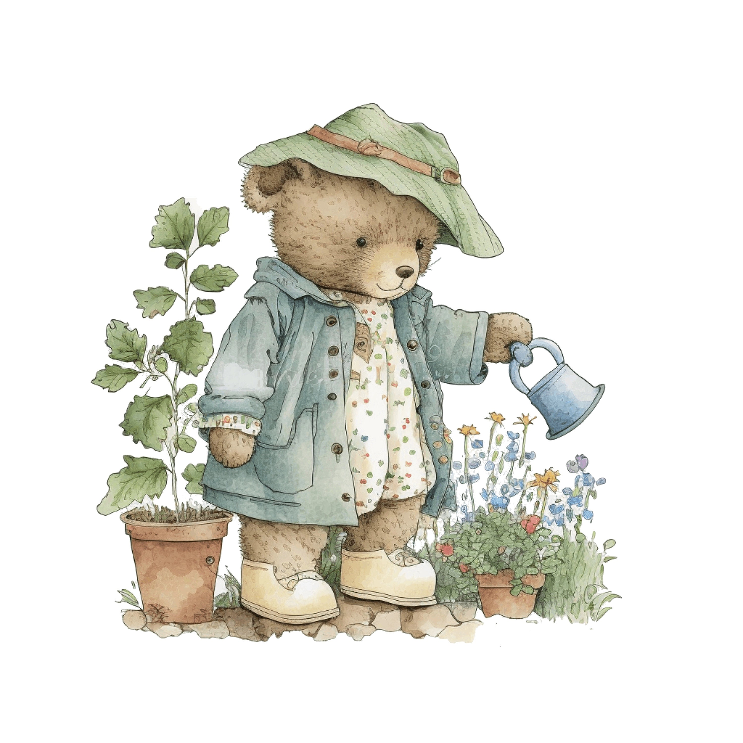 Teddy Bear Gardening Clipart Clip Art 8 PNG Format Instant Download for ...