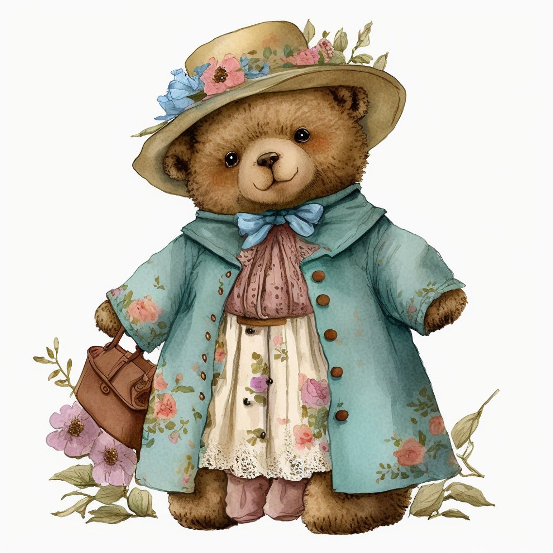 Teddy Bear Clipart 8 High Quality JPG Watercolor (Instant Download) - Etsy
