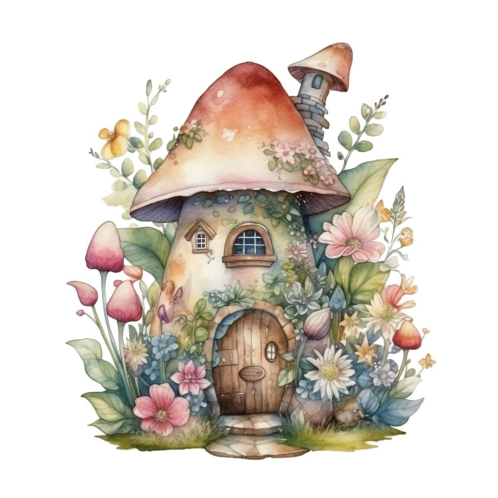 Fairy House Clip Art Sublimation Graphics Watercolor Clipart 4 High ...
