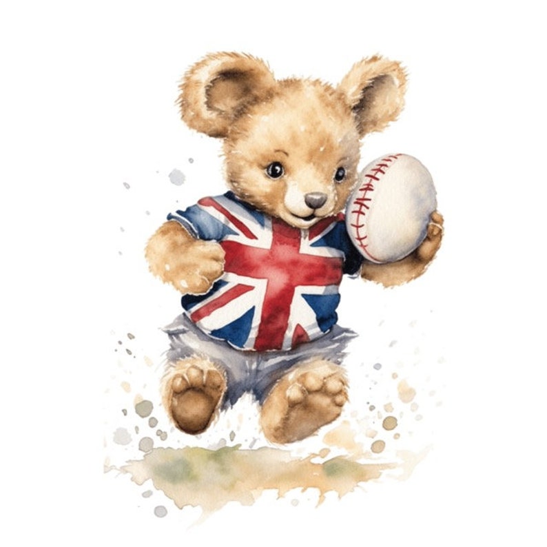 Teddy Bear Playing Rugby Watercolor Clipart Clip Art 8 PNG - Etsy