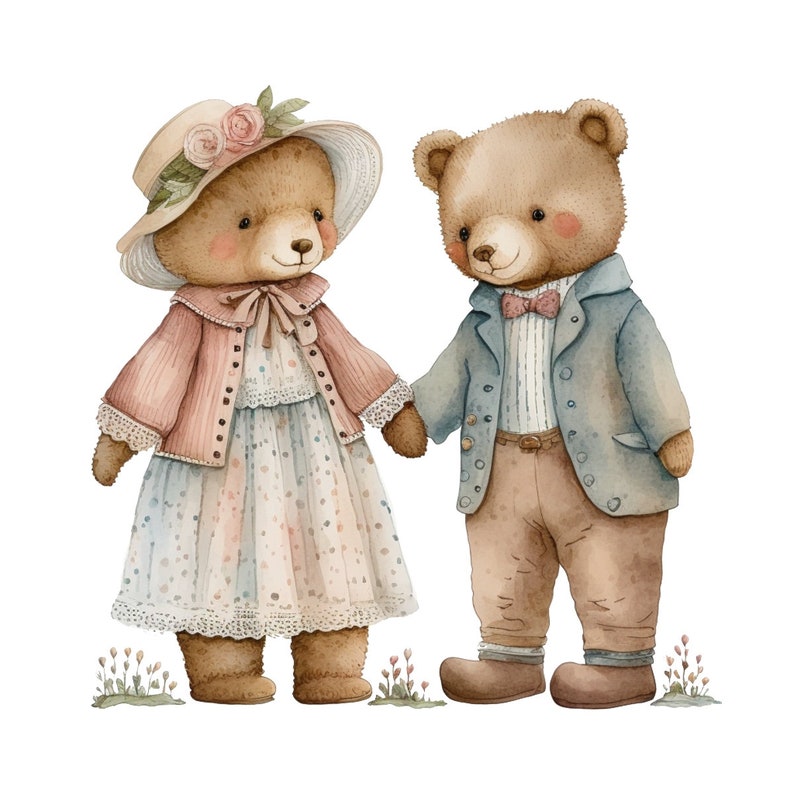 Teddy Bear Couple Watercolor Clip Art 4 High Quality (Download Now) - Etsy