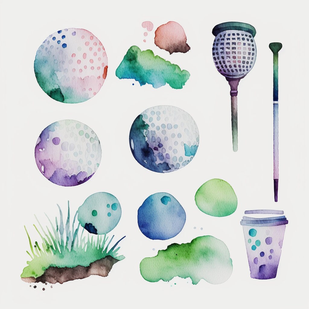 Golf Watercolor Clip Art 8 High Quality PNG Transparent - Etsy