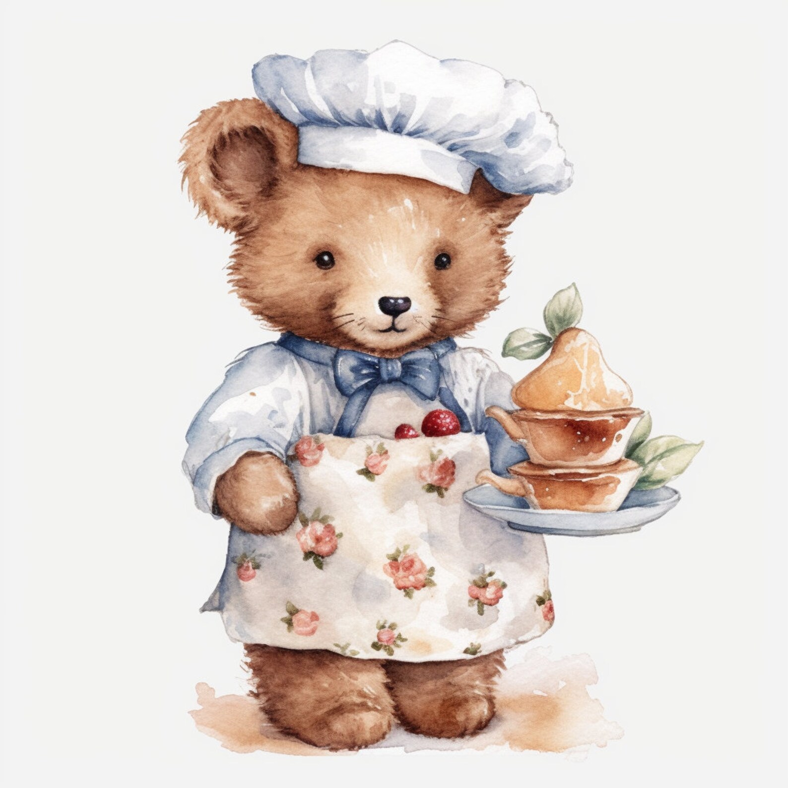 Teddy Bear Baking Clipart 8 High Quality JPG Watercolor Art Digital ...