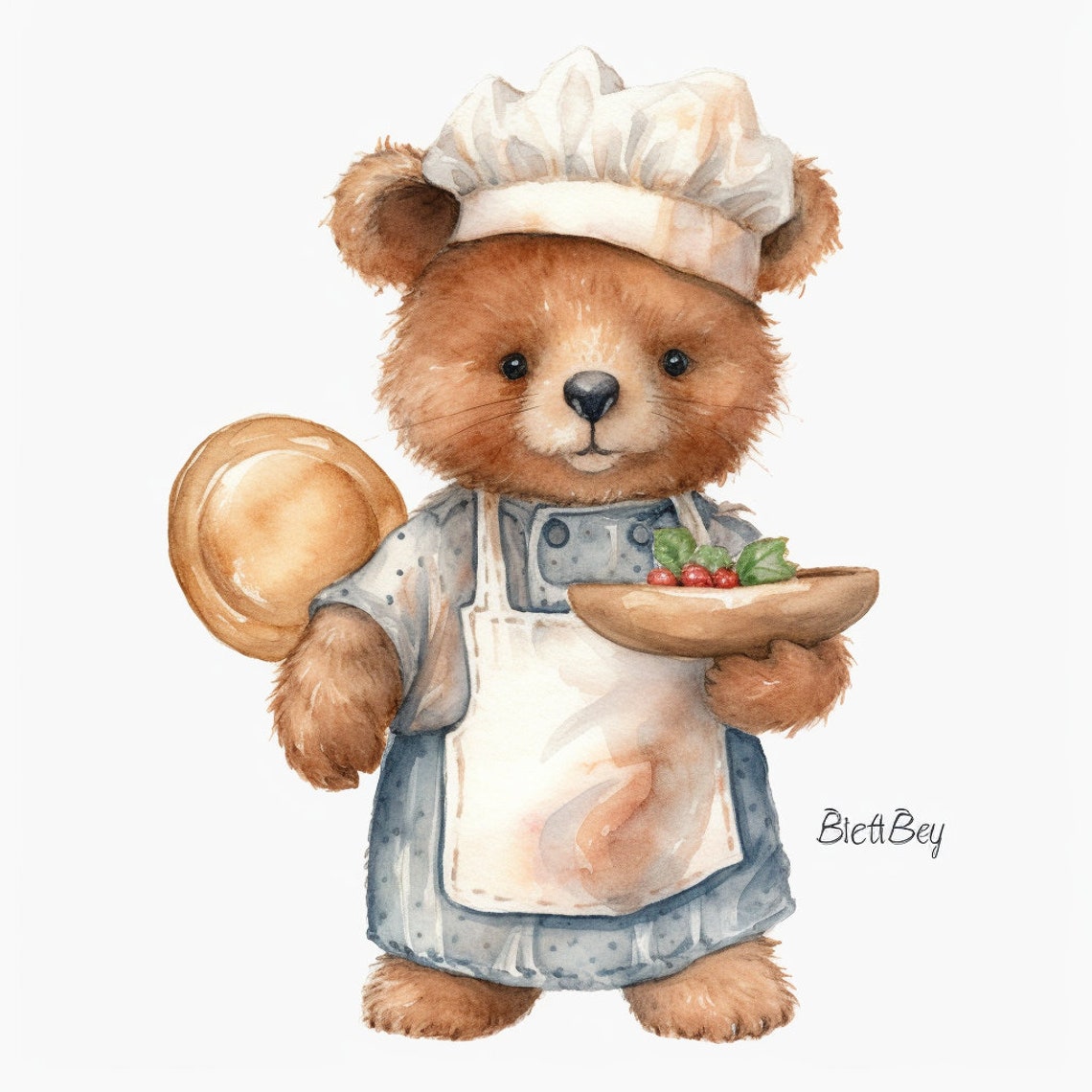 Teddy Bear Baking Clipart 8 High Quality JPG Watercolor Art - Etsy