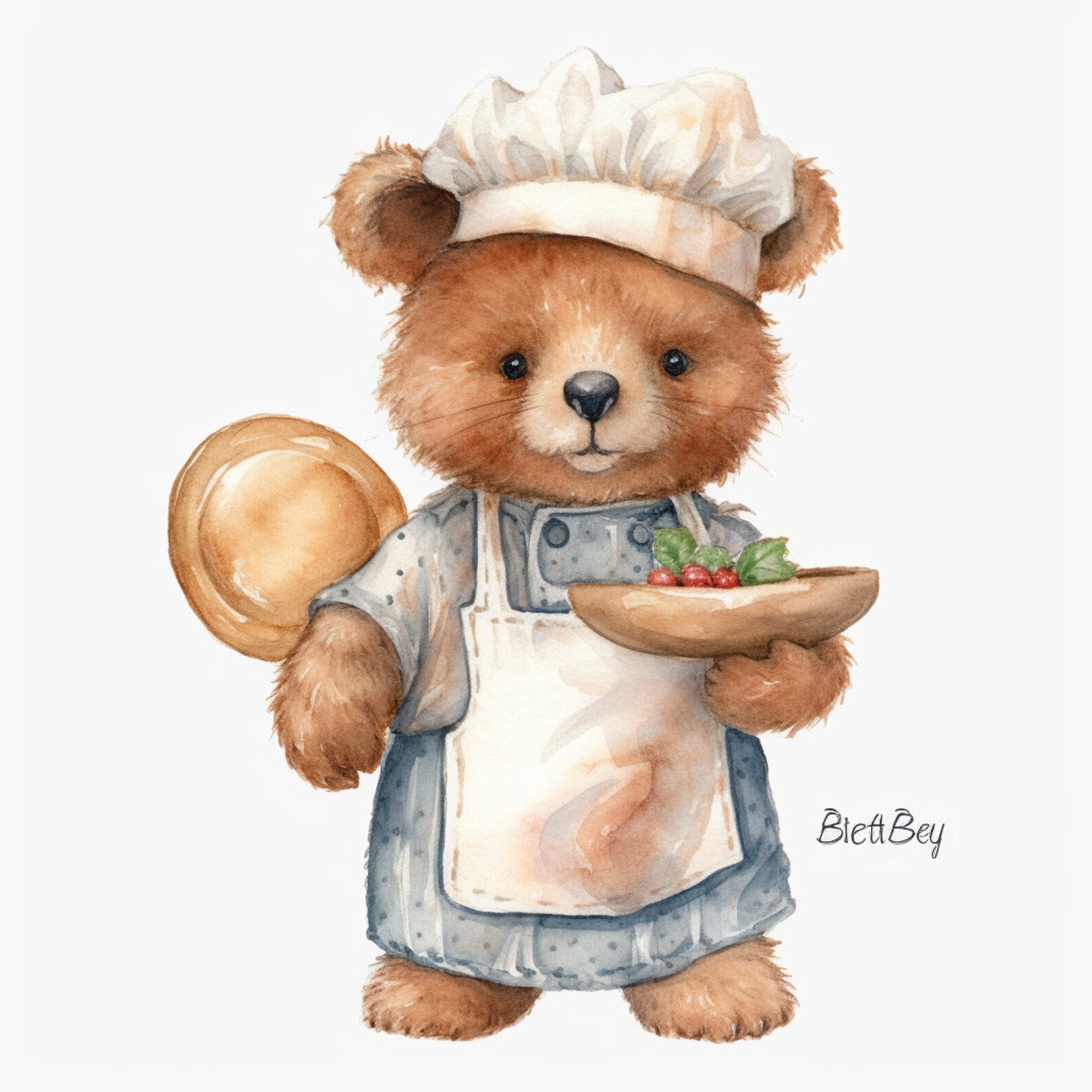 Teddy Bear Baking Clipart 8 High Quality JPG Watercolor Art - Etsy