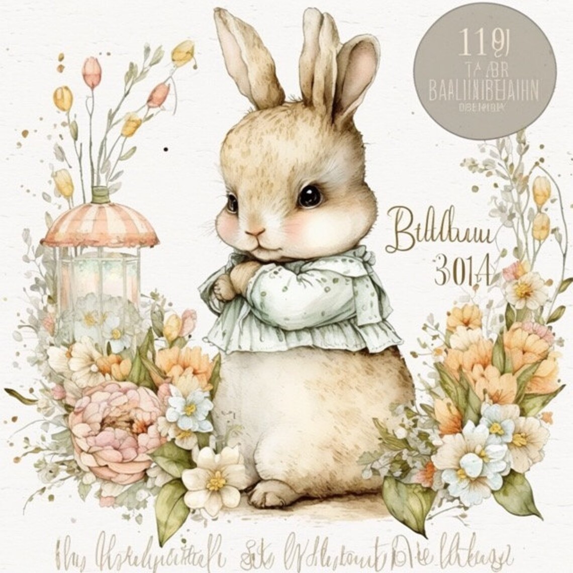 Birthday Bunny Rabbit Watercolor Clip Art Invitations Card - Etsy