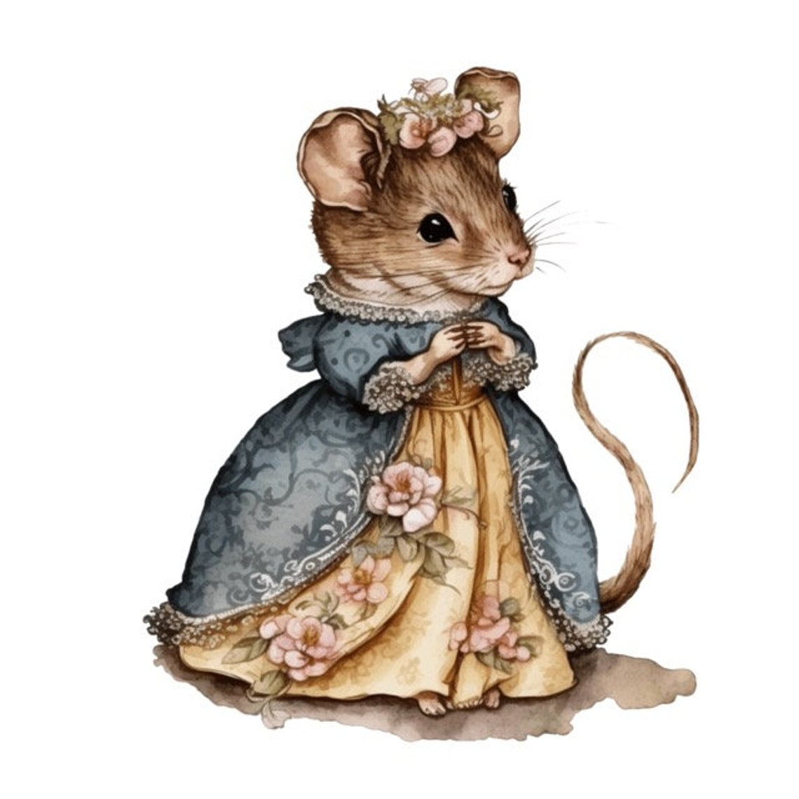 Baroque Mouse Watercolor Clip Art 4 PNG Mix Media Card Making - Etsy