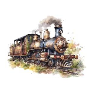 Antique Train Watercolor Clipart 4 High Quality PNG Transparent ...