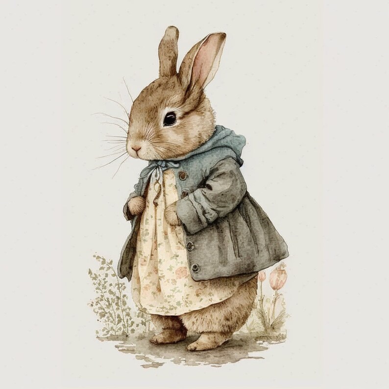 Bunny Rabbit Clipart, 10 High Quality JPG Watercolor Art, Digital ...