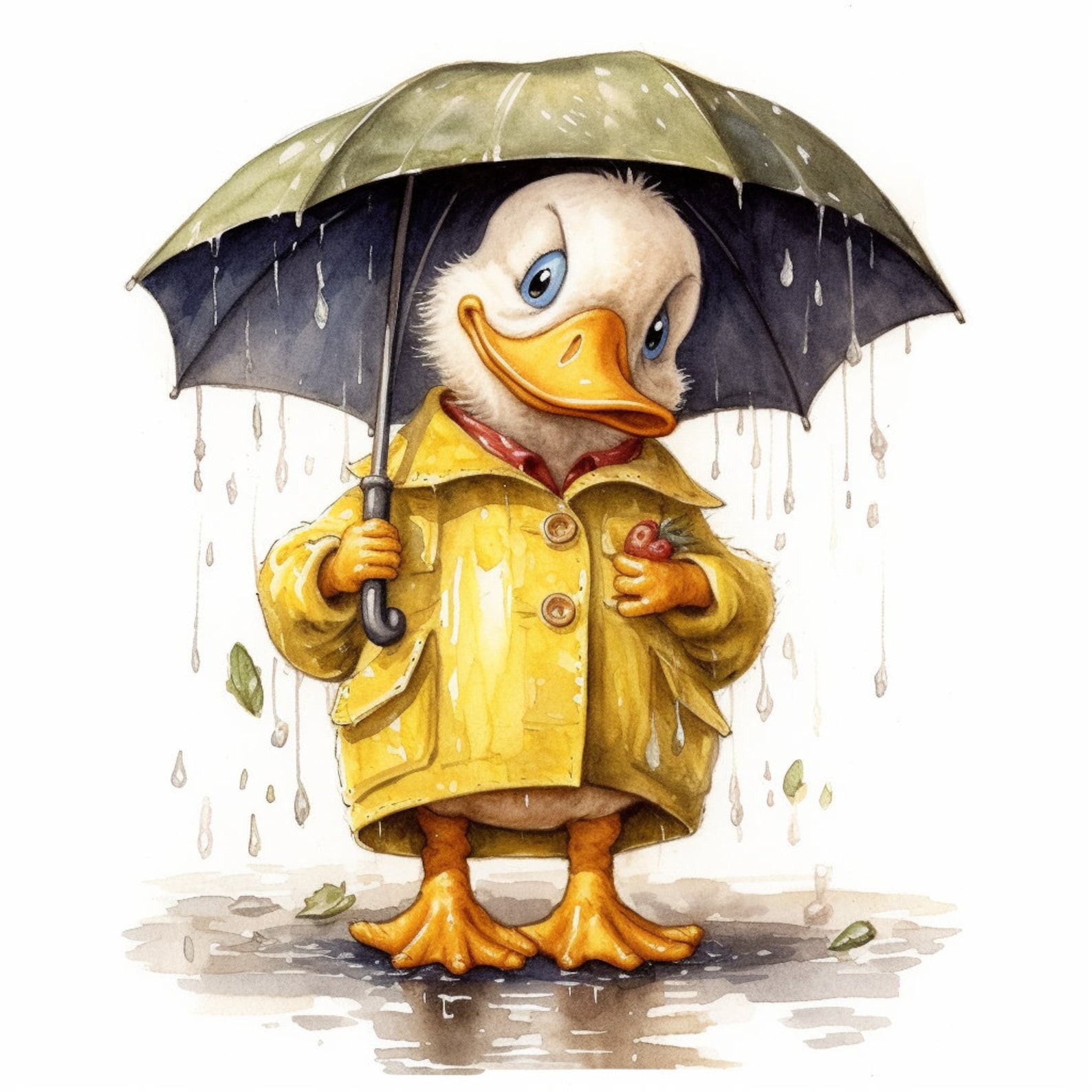 Baby Duck Under the Rain Clipart 8 High Quality JPG, Digital Download ...