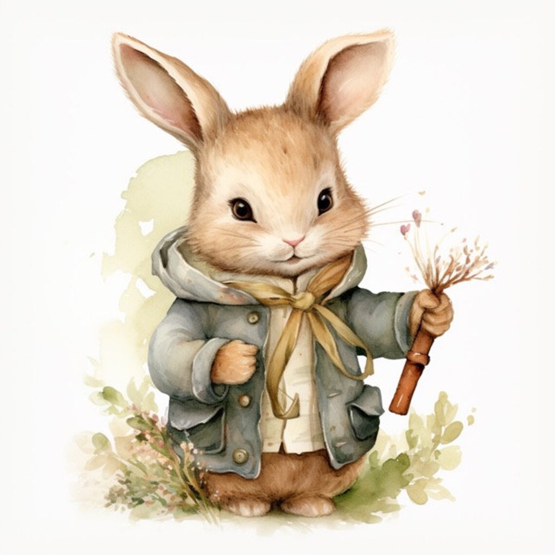 Bunny Rabbit Hiking Watercolor Clip Art 4 PNG Files Mix Media - Etsy