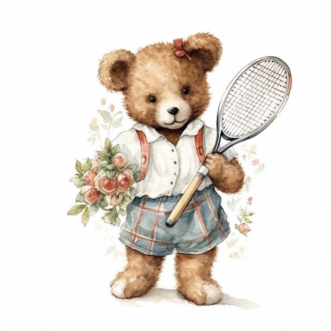 Teddy Bear Playing Tennis Clipart Clip Art 8 PNG Format - Etsy