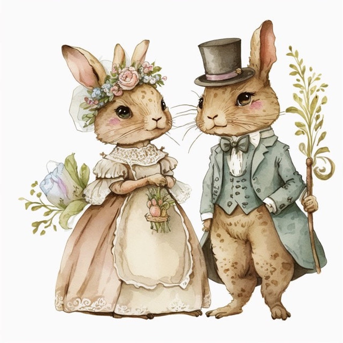 Bunny Rabbit Wedding Bride and Groom Clipart 8 High Quality - Etsy