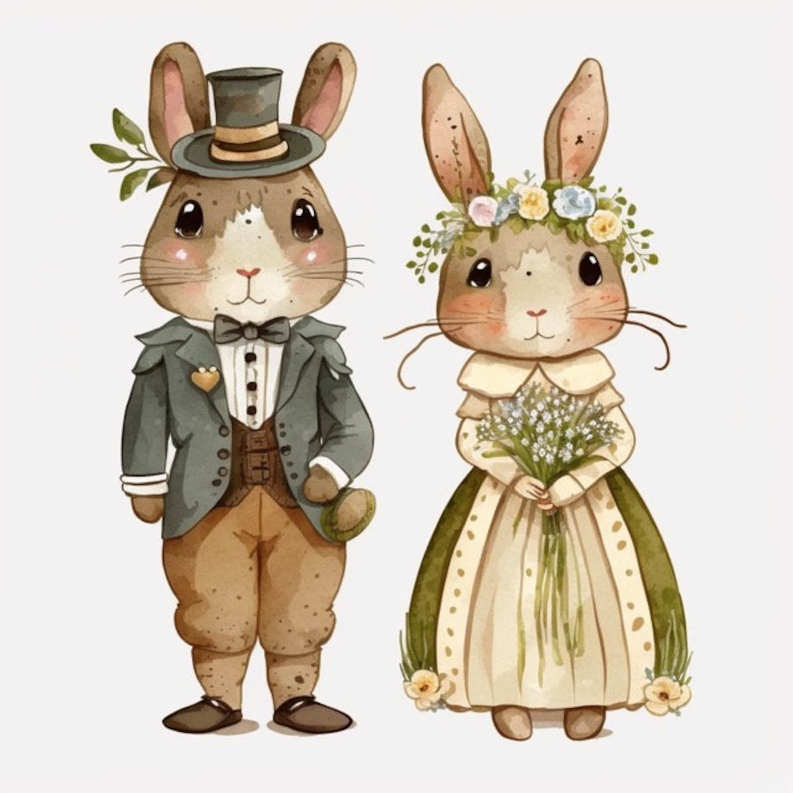 Bunny Rabbit Wedding Bride and Groom Clipart 8 High Quality - Etsy