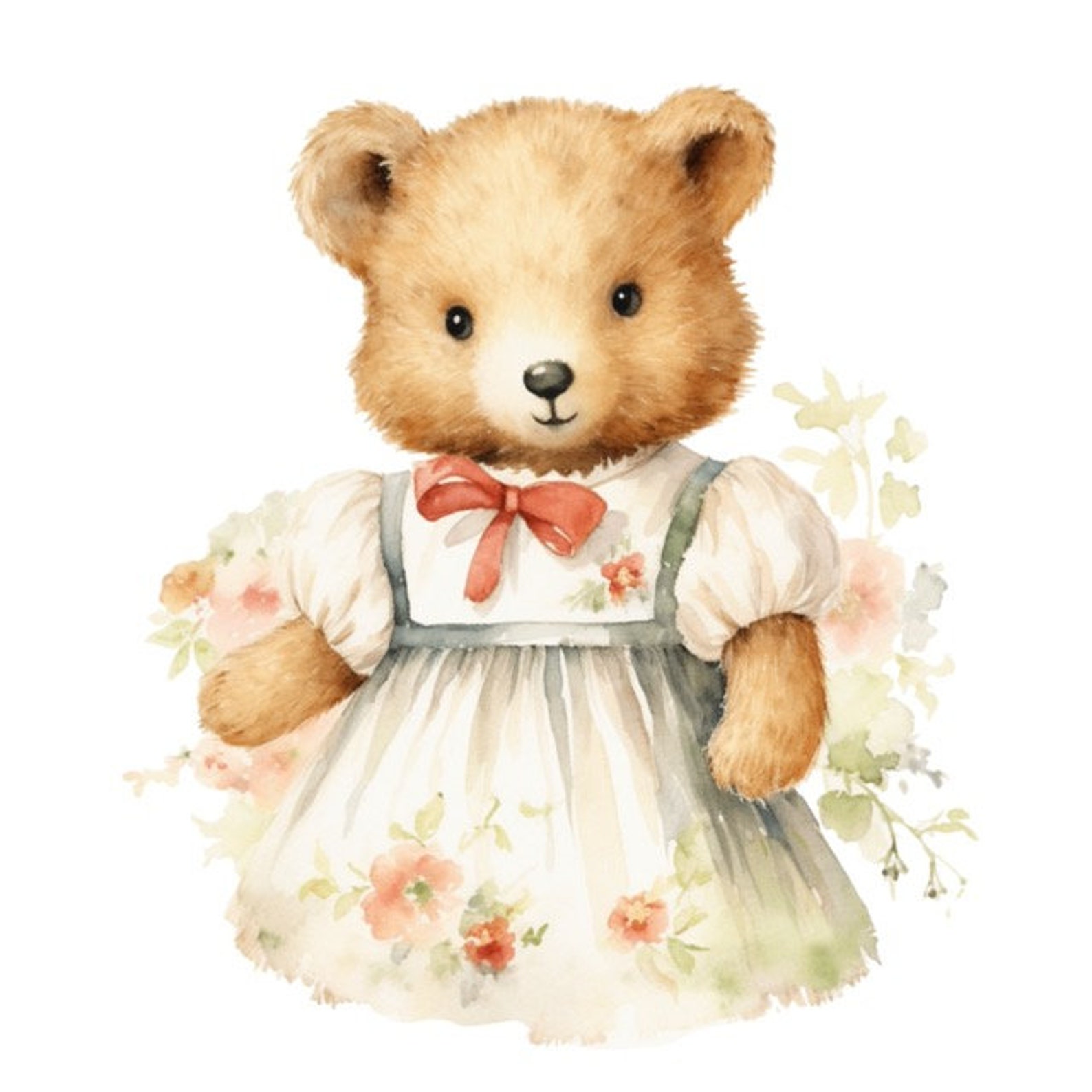 Teddy Bear Vintage Watercolor Clip Art 4 PNG Card Making Paper - Etsy
