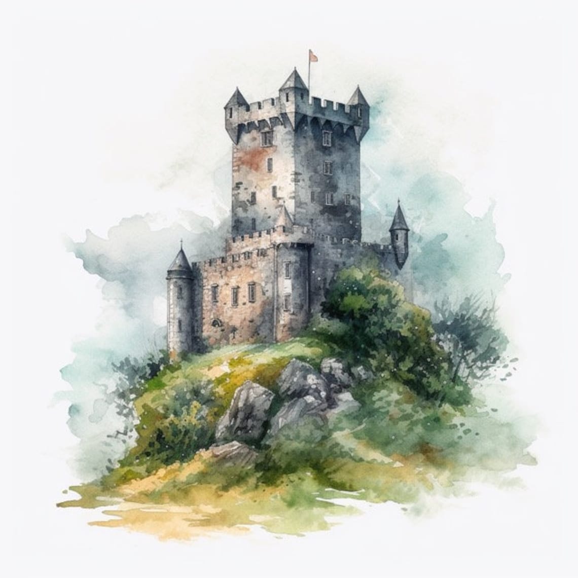 Watercolor Irish Castles Clipart 8 High Quality JPG Watercolor - Etsy