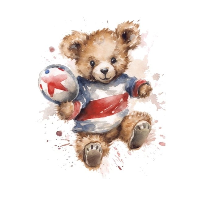 Teddy Bear Playing Rugby Watercolor Clipart Clip Art 8 PNG - Etsy