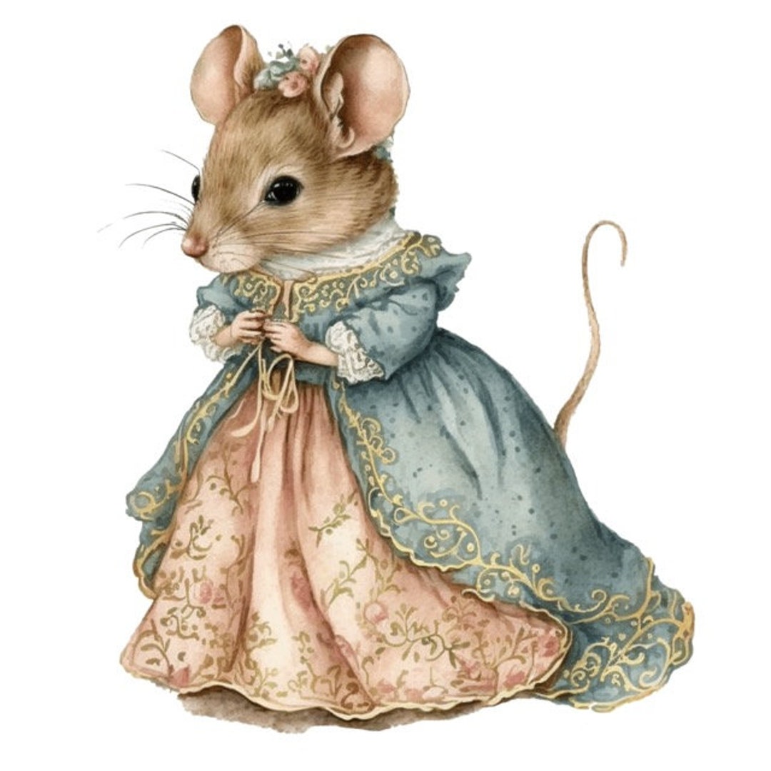 Baroque Mouse Watercolor Clip Art 4 PNG Mix Media Card Making ...