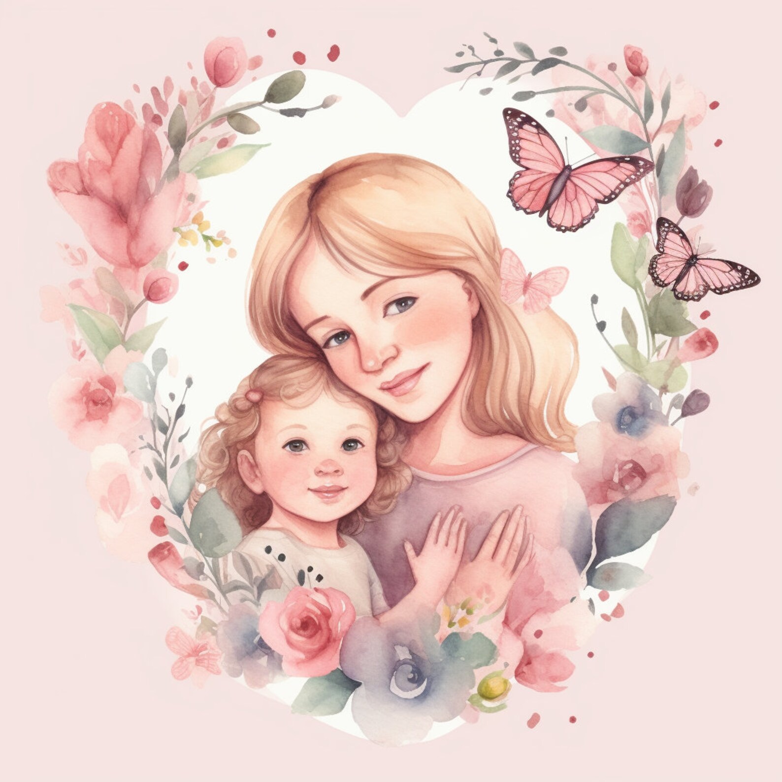 Mother's Day Clipart, 8 High Quality JPG Watercolor Art, Digital ...