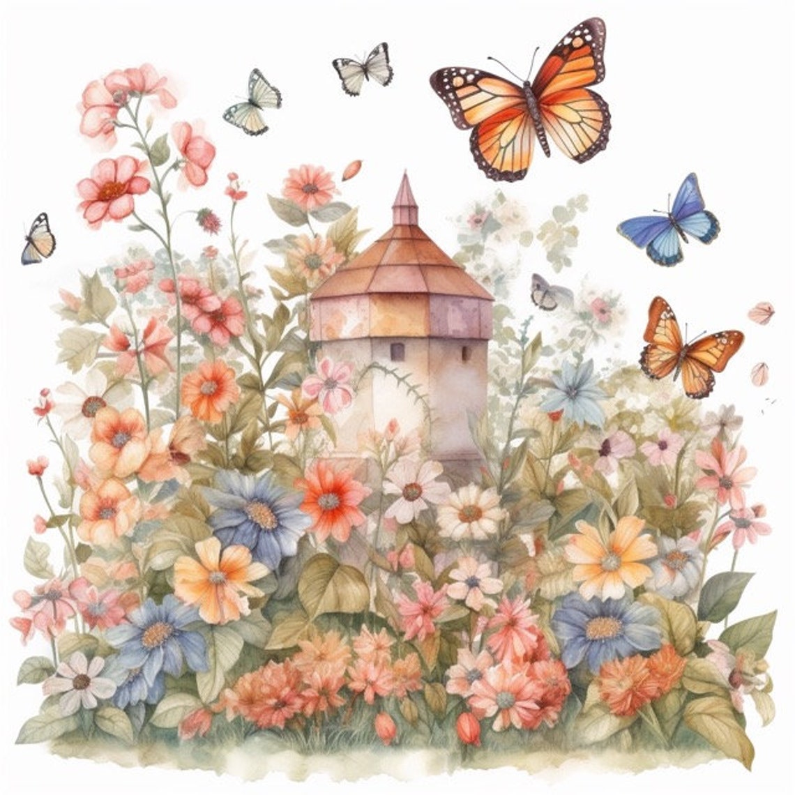 Magical Butterfly Garden 8 High Quality JPG Watercolor Digital Download ...