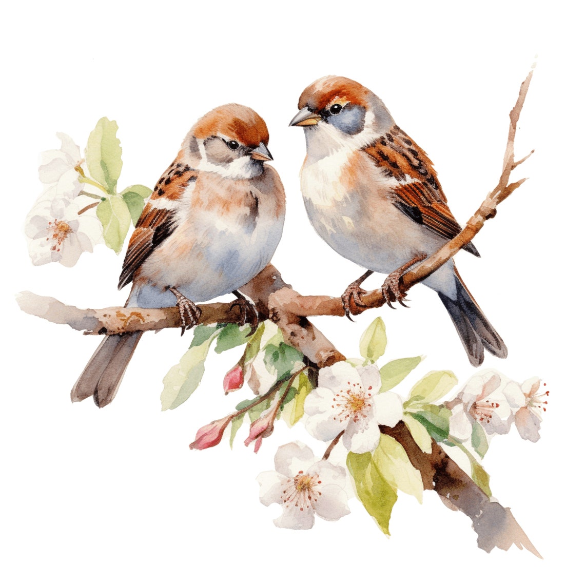 Sparrow Bird Watercolor Clip Art 4 High Quality PNG - Etsy