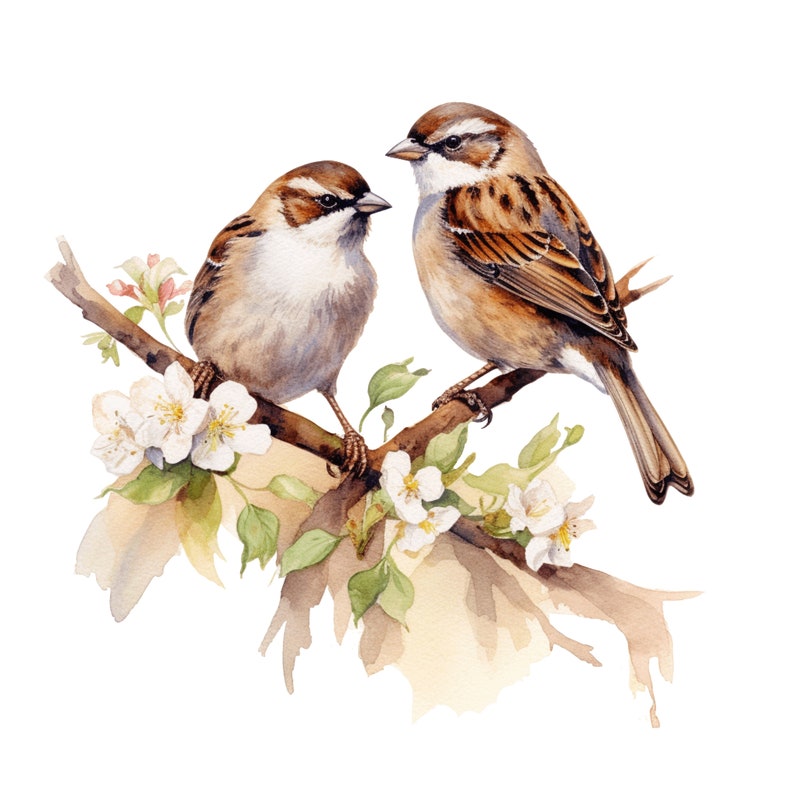 Sparrow Bird Watercolor Clip Art 4 High Quality PNG - Etsy