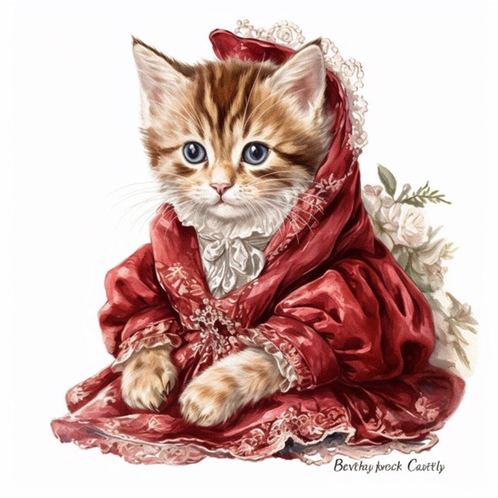 Baroque Kitten Cat Kitty Clipart 8 High Quality JPG Digital - Etsy