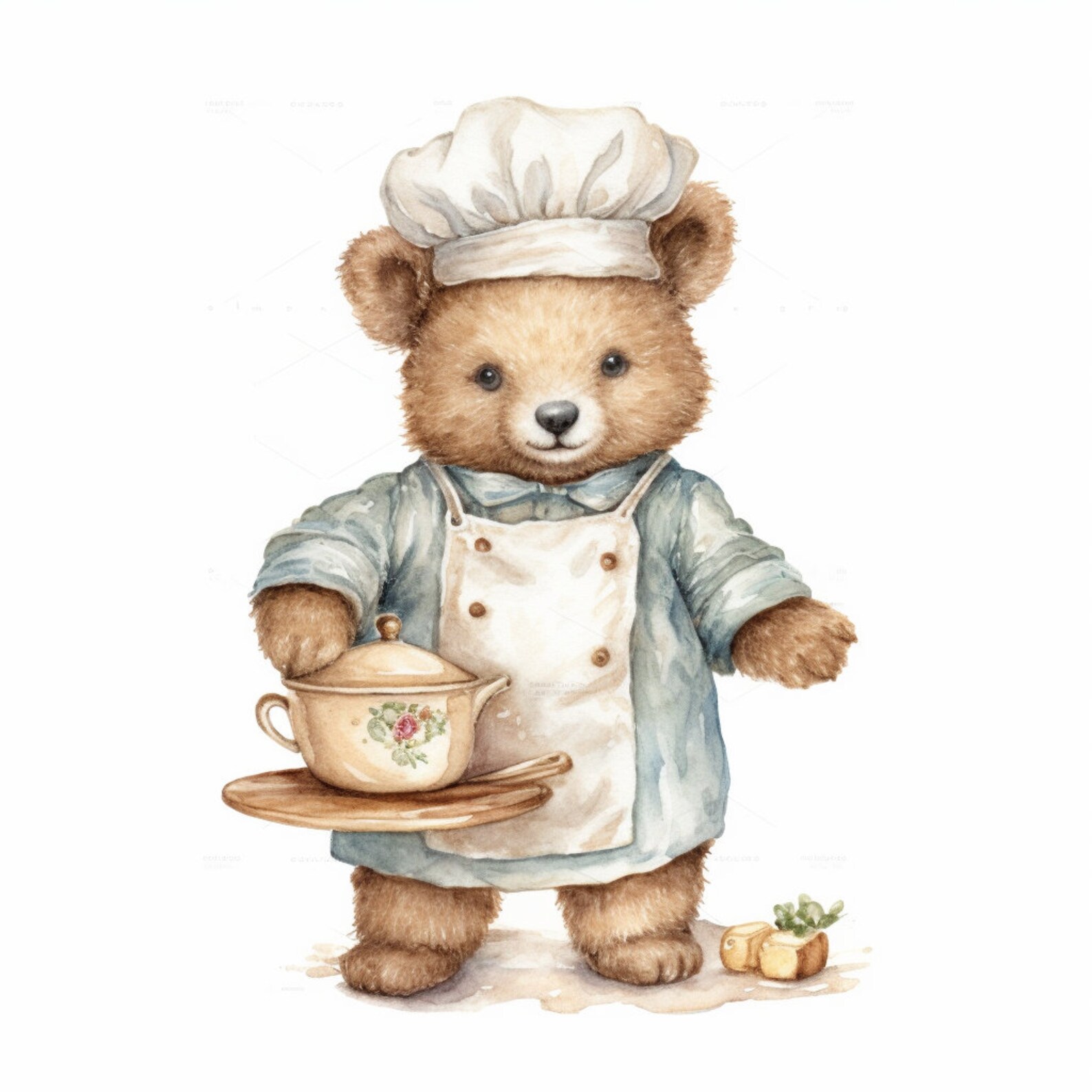 Teddy Bear Baking Clipart 8 High Quality JPG Watercolor Art Digital ...