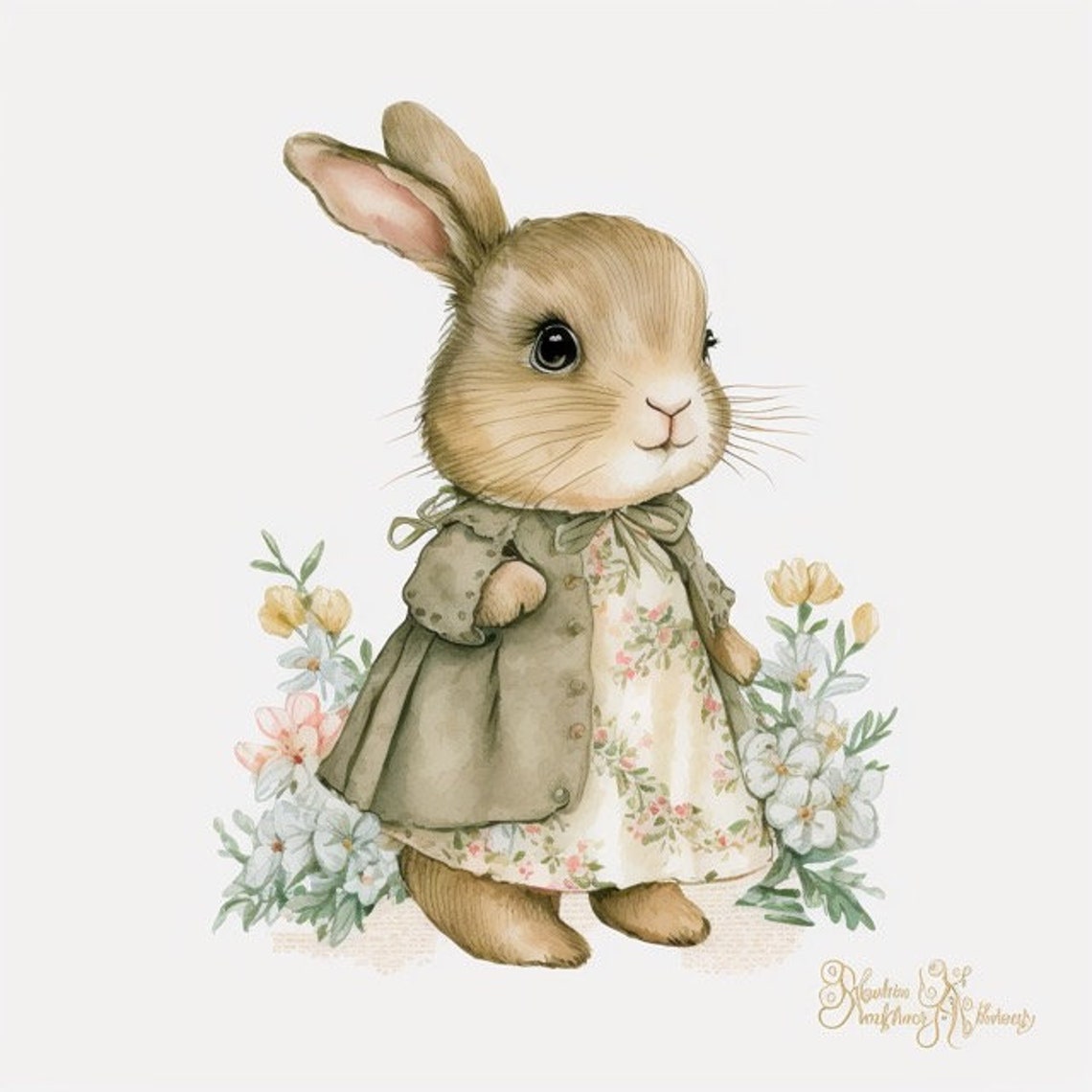 Watercolor Bunny Rabbit Clip Art 34 Separated PNG Card Making - Etsy