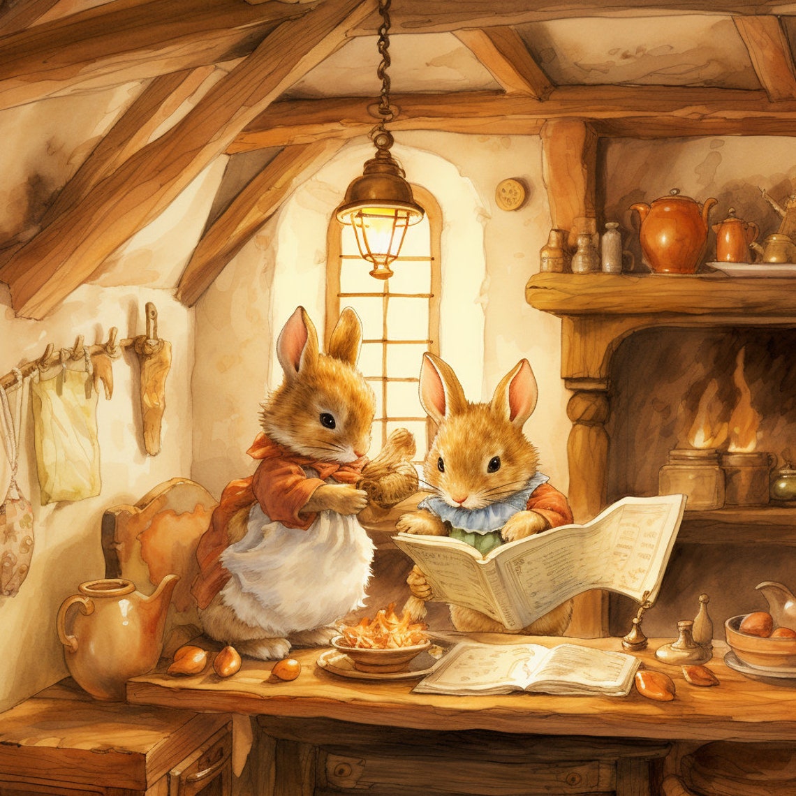 Bunny Rabbits Tree House Clip Art 4 High Quality JPG Card Making Paper ...