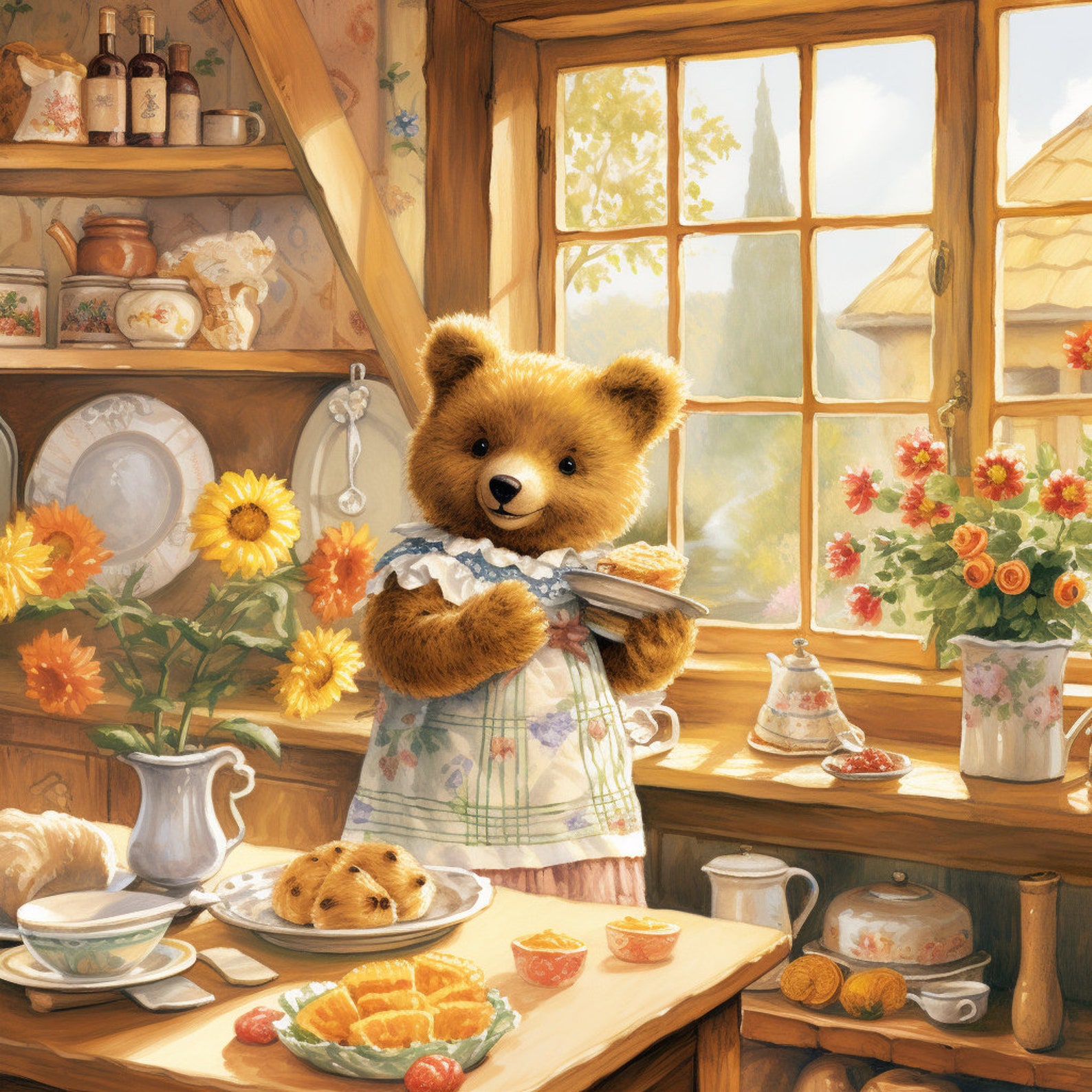 Teddy Bear Baking Clip Art 4 High Quality JPG Card Making Paper Crafts ...