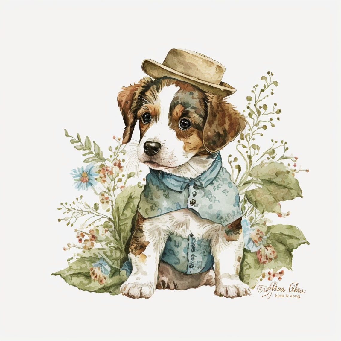 Puppy Clipart, 8 High Quality JPG Watercolor Art, Digital Download ...