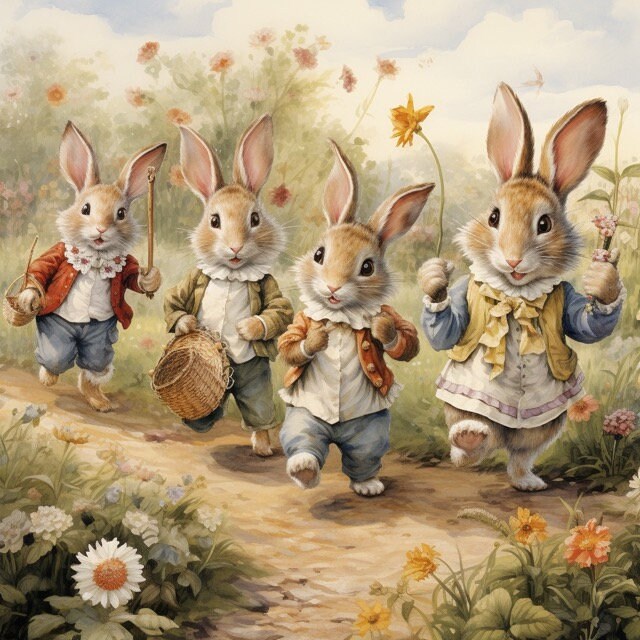 Bunny Rabbit Play Time Watercolor Clip Art Sublimation - Etsy