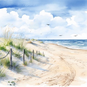 Coastal Beach Watercolor Clip Art 4 High Quality PNG Format Instant ...